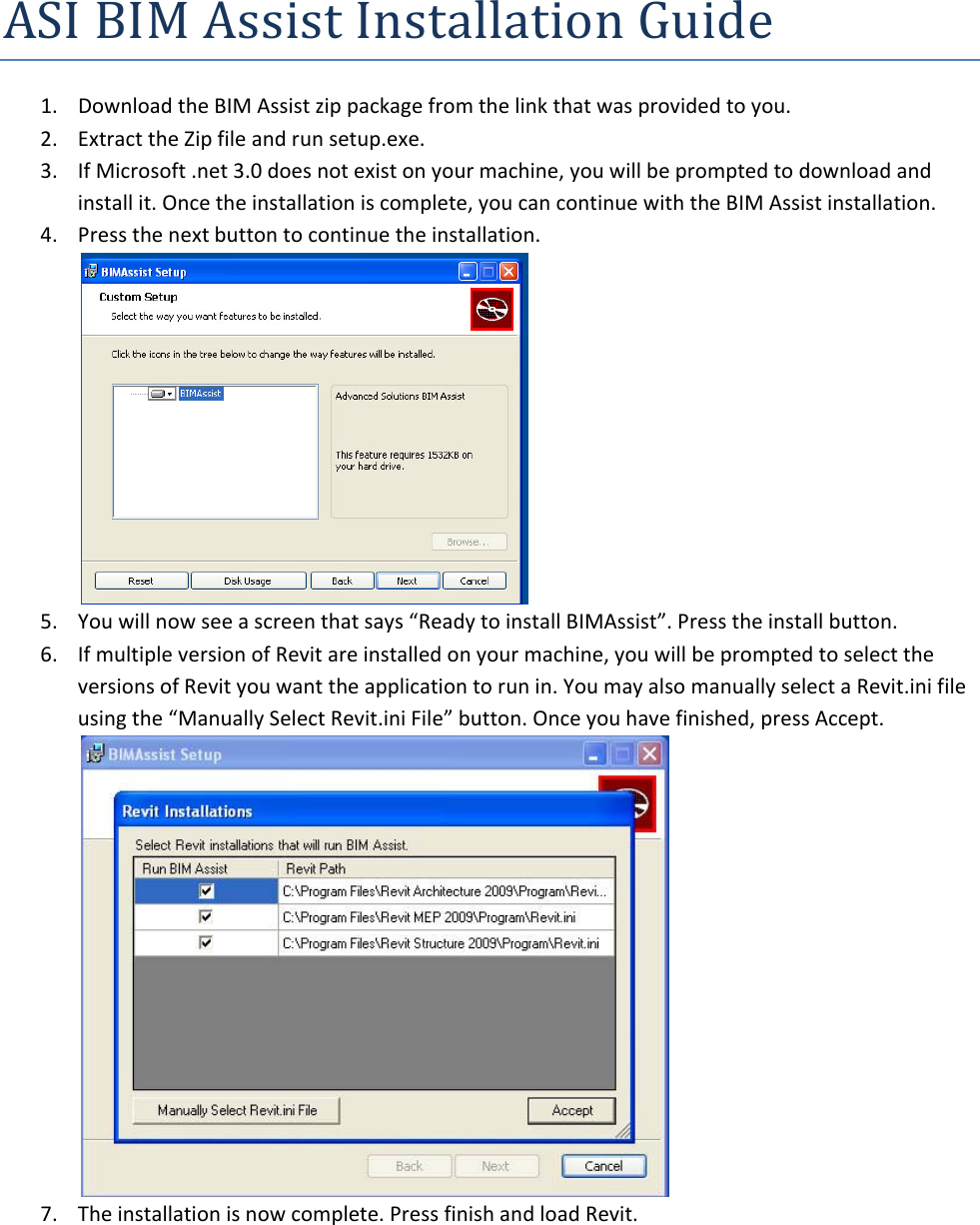 ASI BIM Assist Installation Guidex ASIBIMAssist Guide