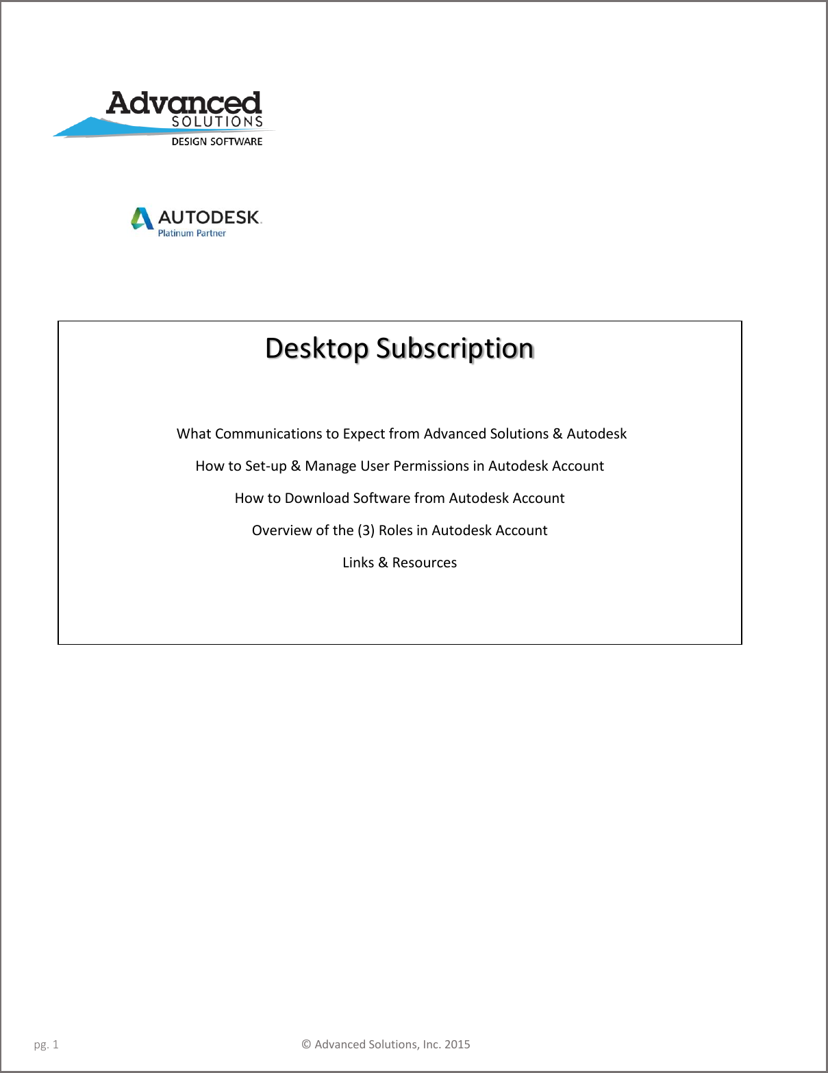 Desktop Subscription Set Up