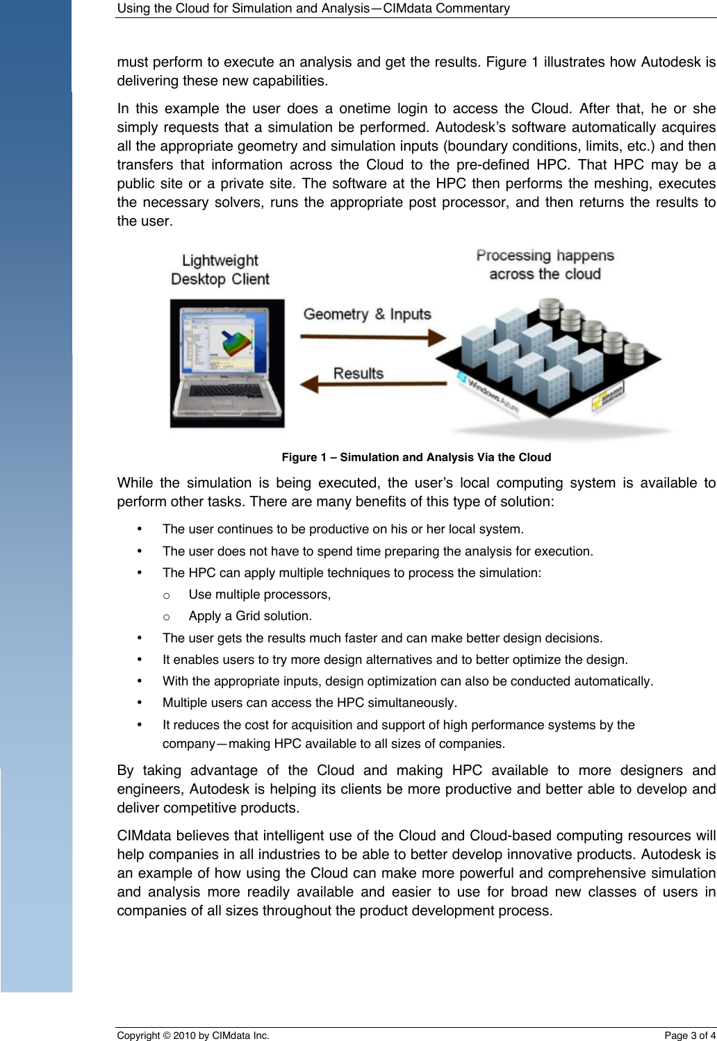 Commentary_Autodesk CAE And Cloud 7Dec2010 Wp CIMdata Using For Simulation