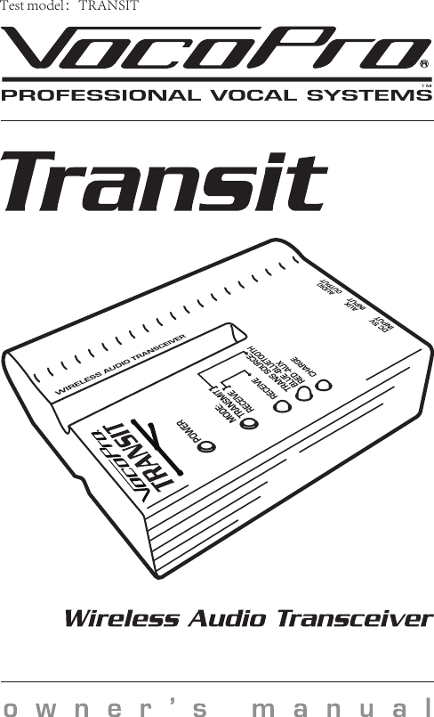 HANSEN ELECTRONICS TRANSIT Wireless audio transceiver User Manual