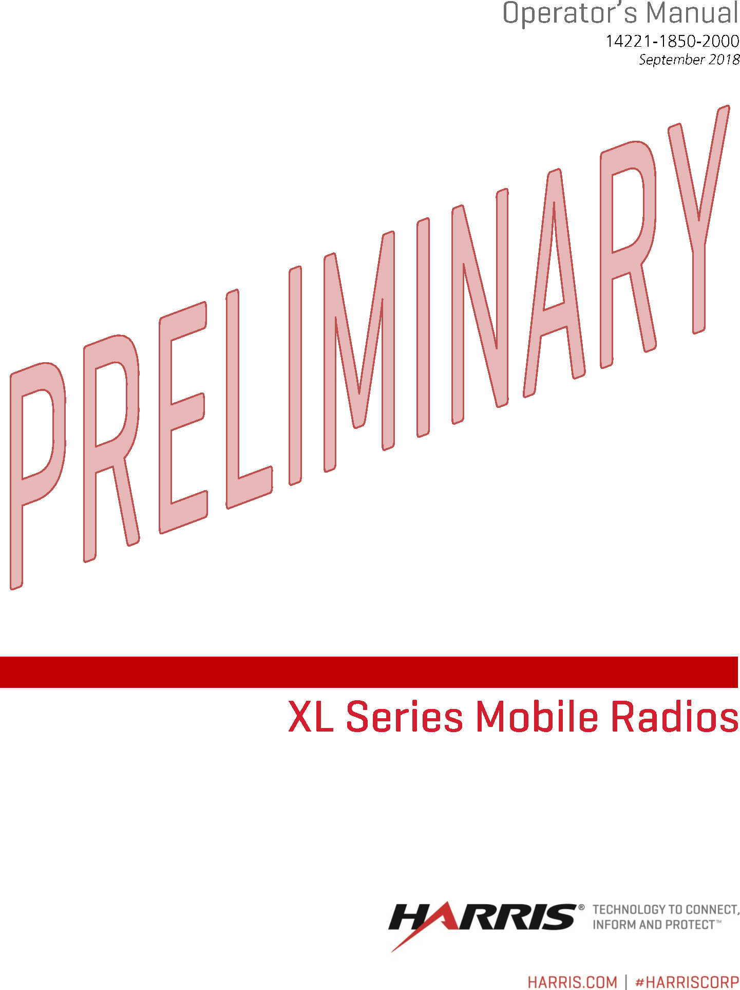 HARRIS TR-0160-E XL-185M Series Mobile Radio User Manual Operators
