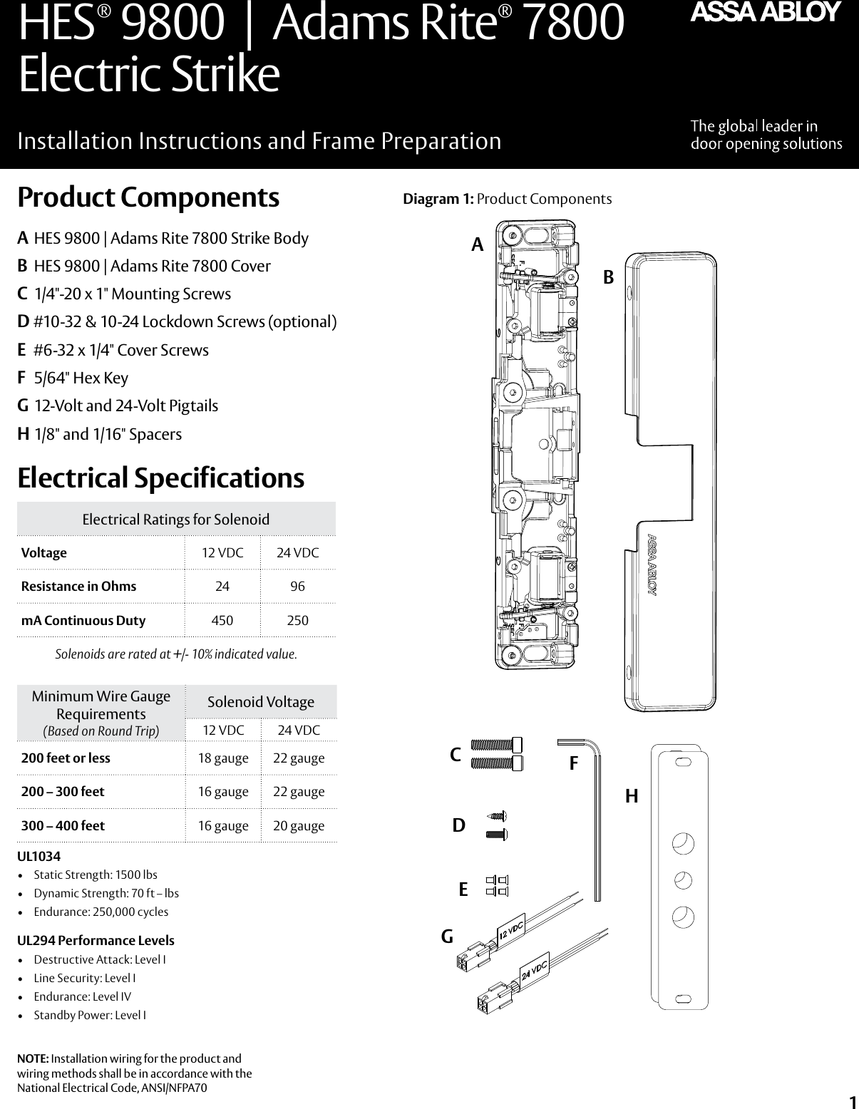 HES 9800 Series Installation Guide HES9800Install Instructions