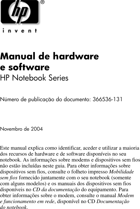 HP Manual De Hardware E Software C00273289