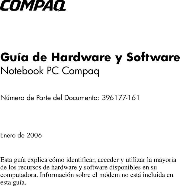 HP Guía De Hardware Y Software Compaq Presario V2000 Notebook PC C00674866