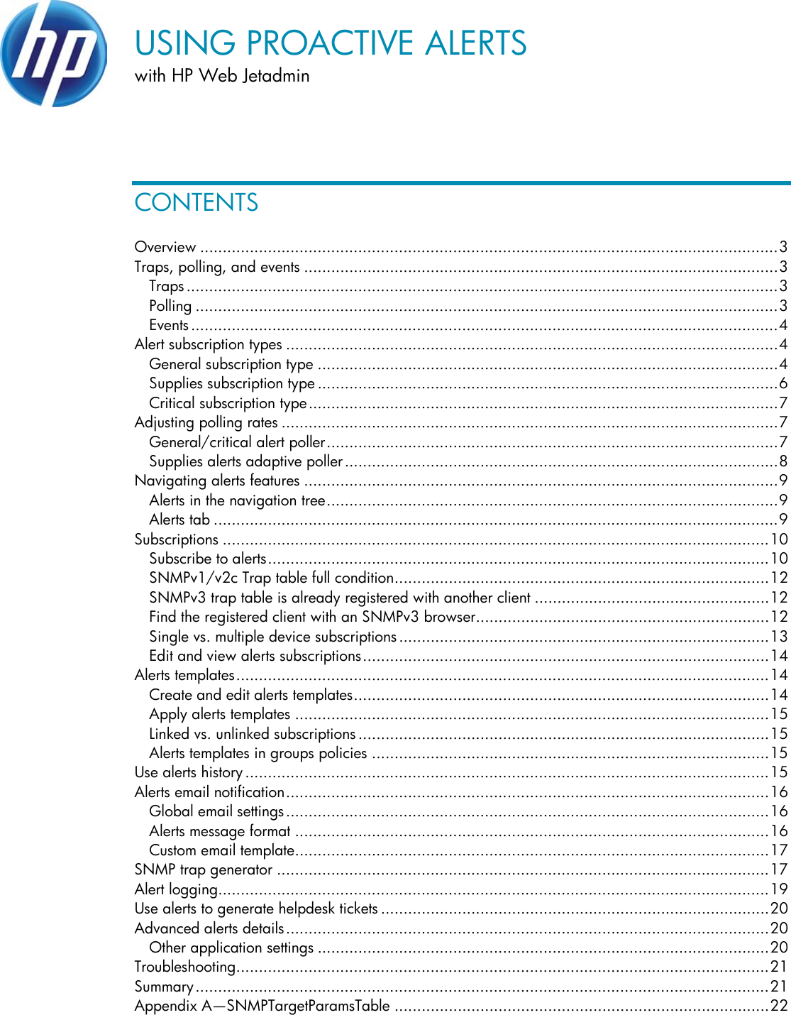 HP Using Proactive Alerts In Web Jetadmin ENWW With C01840718