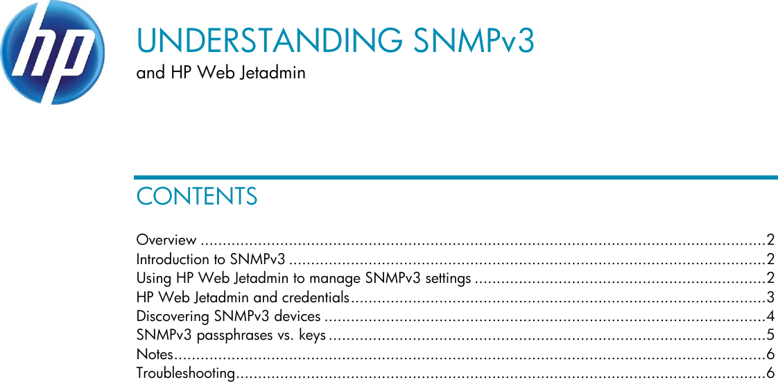 HP Understanding SNMPv3 And Web Jetadmin ENWW C01941786