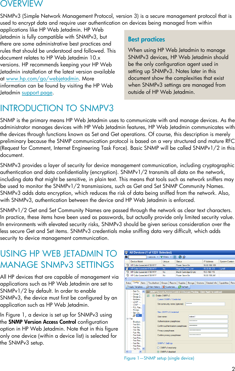HP Understanding SNMPv3 And Web Jetadmin ENWW C01941786