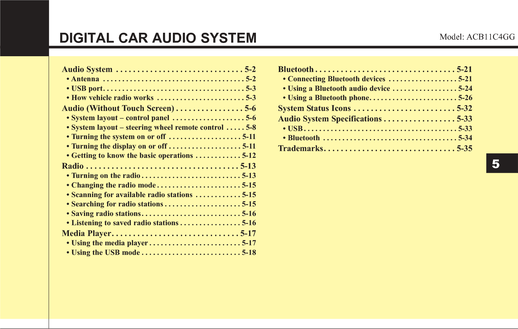 HYUNDAI MOBIS ACB11C4GG DIGITAL CAR AUDIO SYSTEM User Manual