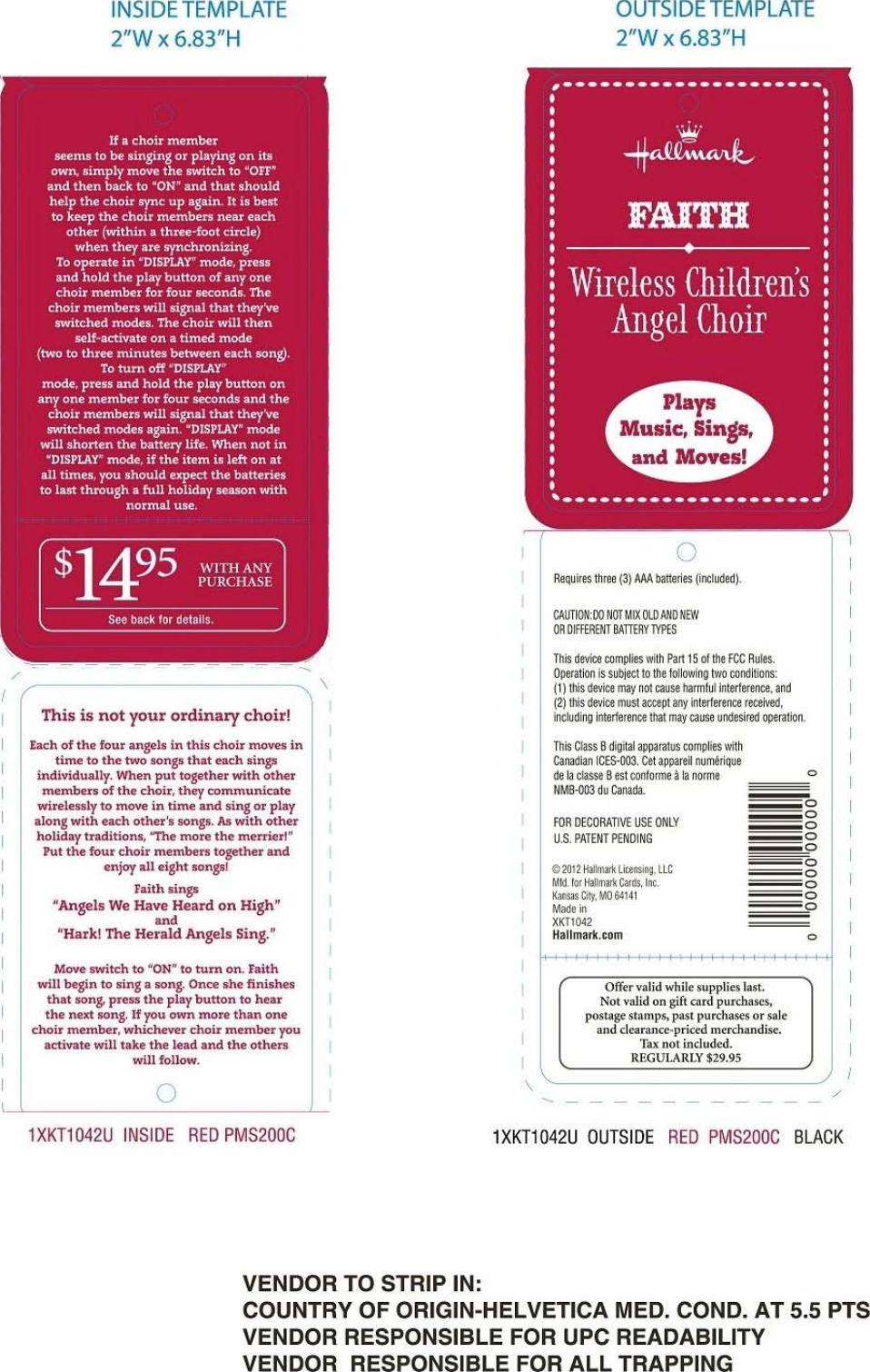 Hallmark Cards XKT1042 Violin Discussion and FAQ XKT1042 FCC and IC label