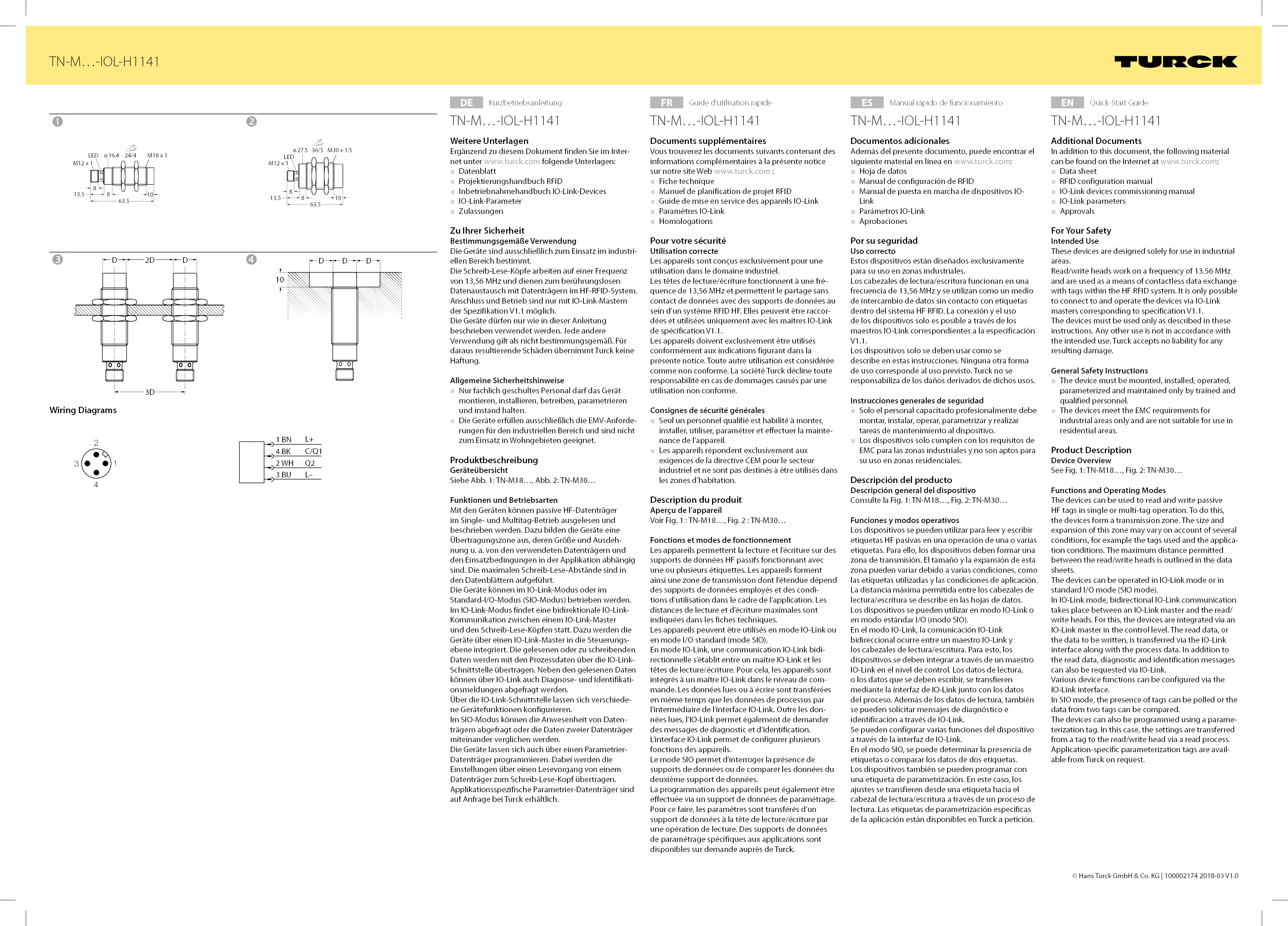 Hans Turck and KG TN-M30-IOL RFID Transponder Reader User Manual Users ...