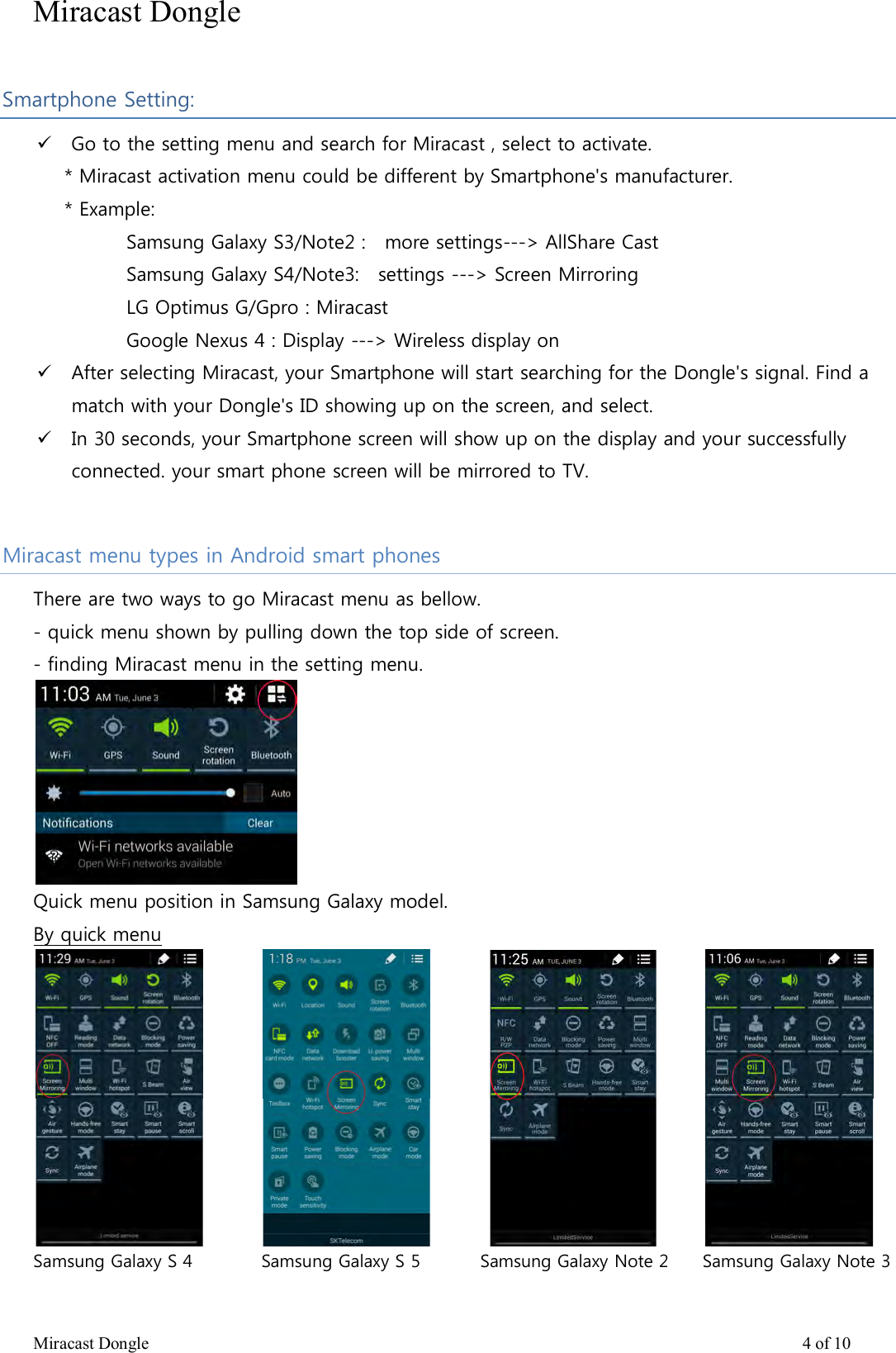 Hanshin Information Technology HSM25C Miracast Wireless Display Adapter User Manual
