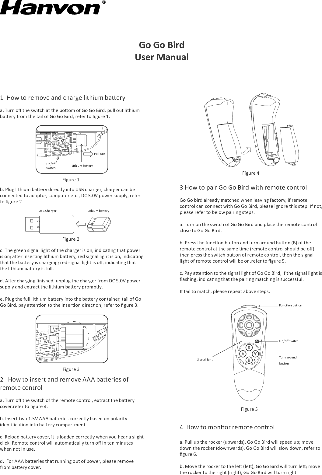 Hanwang Technology GGBD01001 Bionic Flapping-wing Bird User Manual 1020318