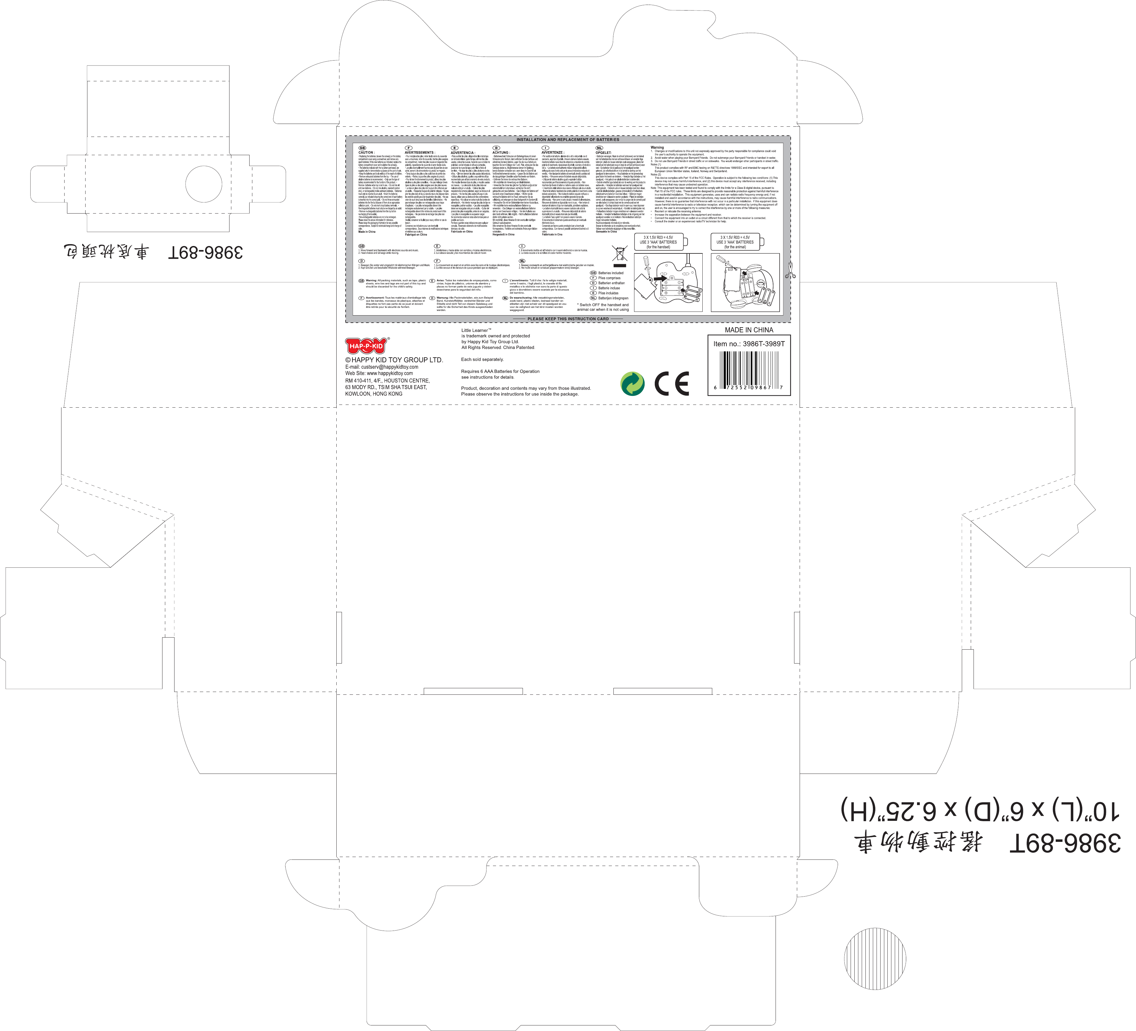 Happy Kid Toy Group 3986-89T-09 LITTLE LEARNER User Manual 3986 89T ...
