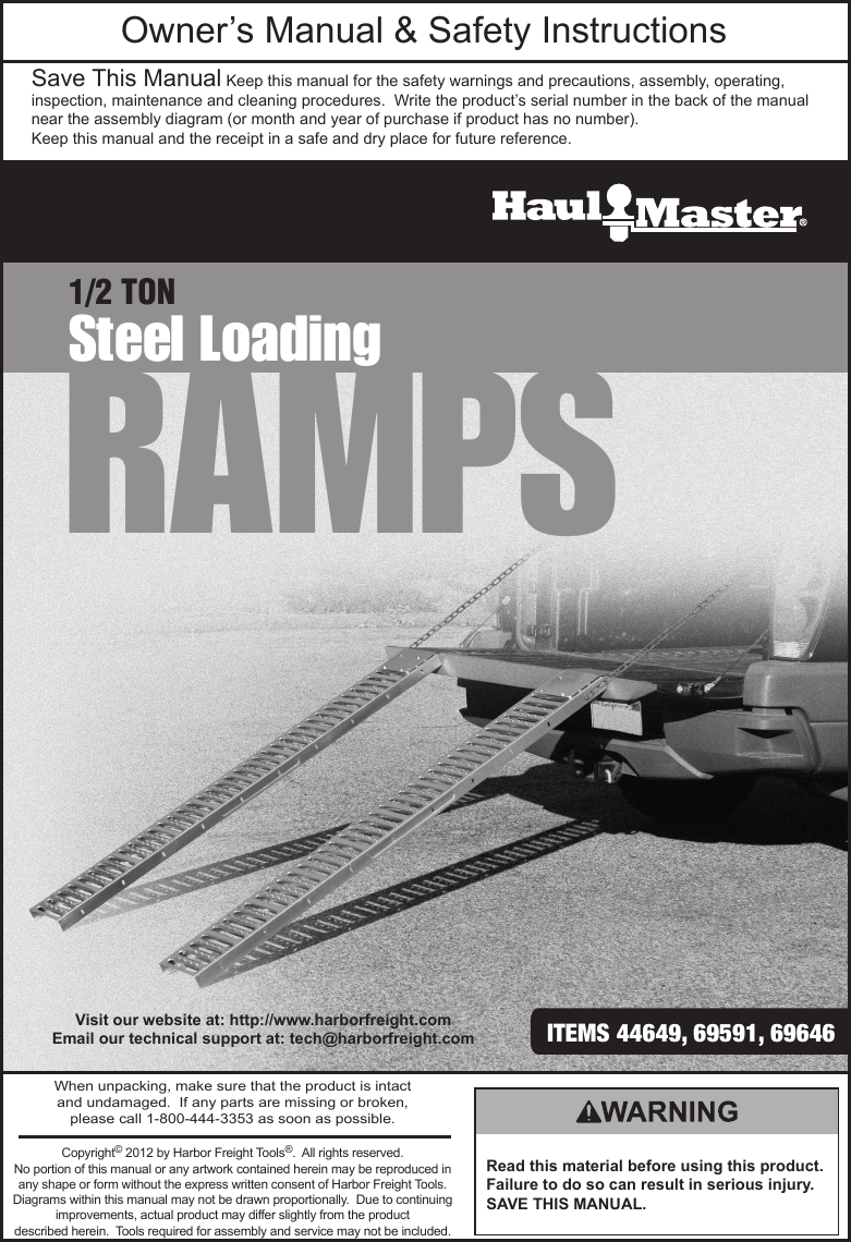 Harbor Freight 1000 Lb Capacity 9 In X 72 Steel Loading Ramps Set Of ...