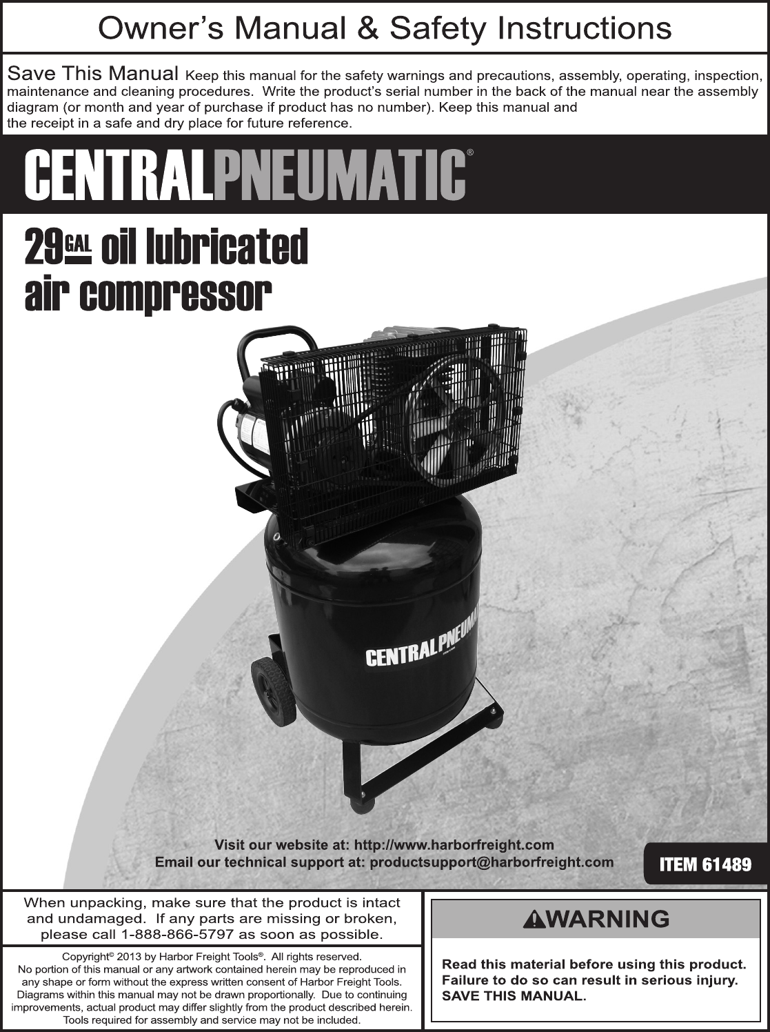 Harbor Freight 29 Gal 2 Hp 150 Psi Cast Iron Vertical Air Compressor ...