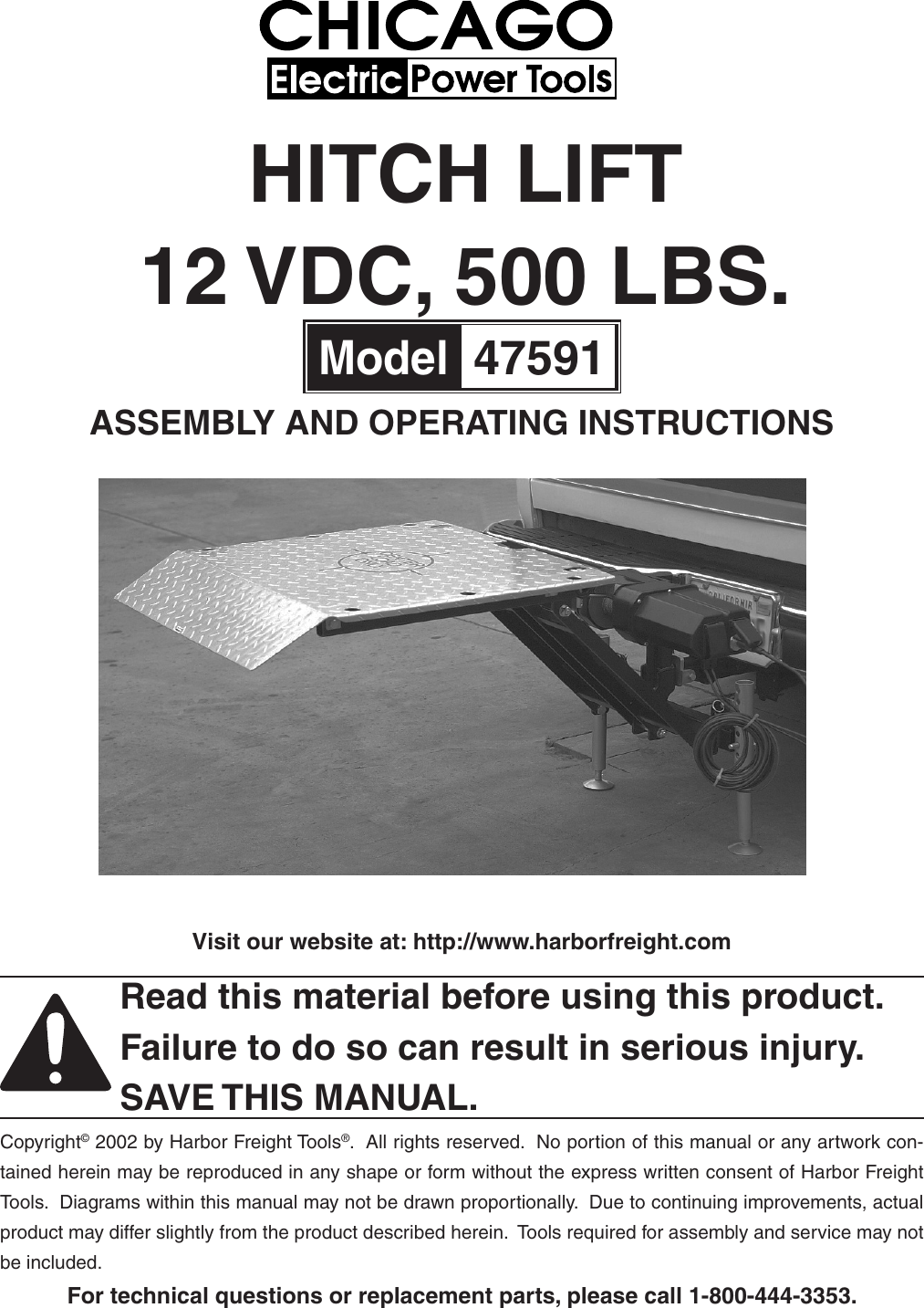 Harbor Freight 47591 Users Manual