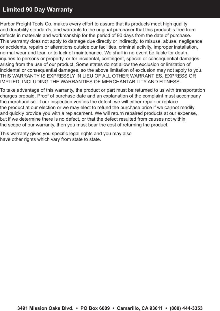 Harbor Freight Solar House Address Number Plaque Product Manual