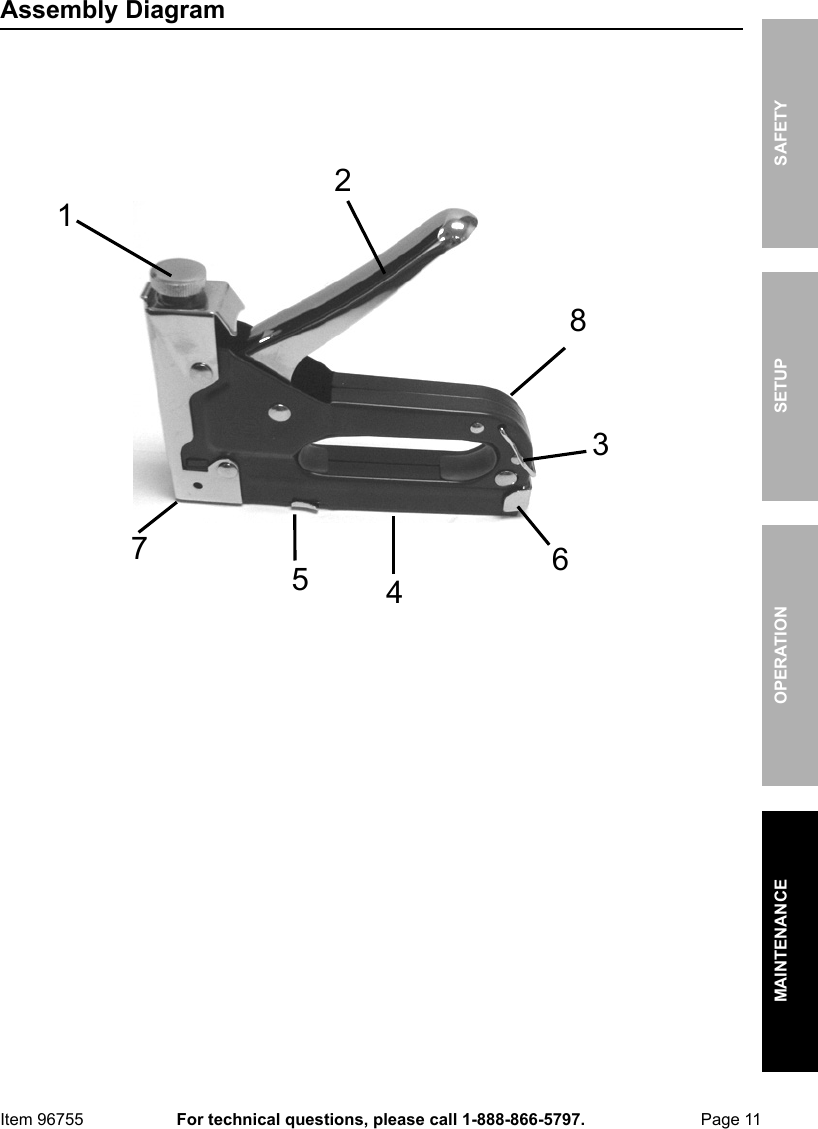 Harbor Freight Three Way Tacker Staple Gun Kit Product Manual