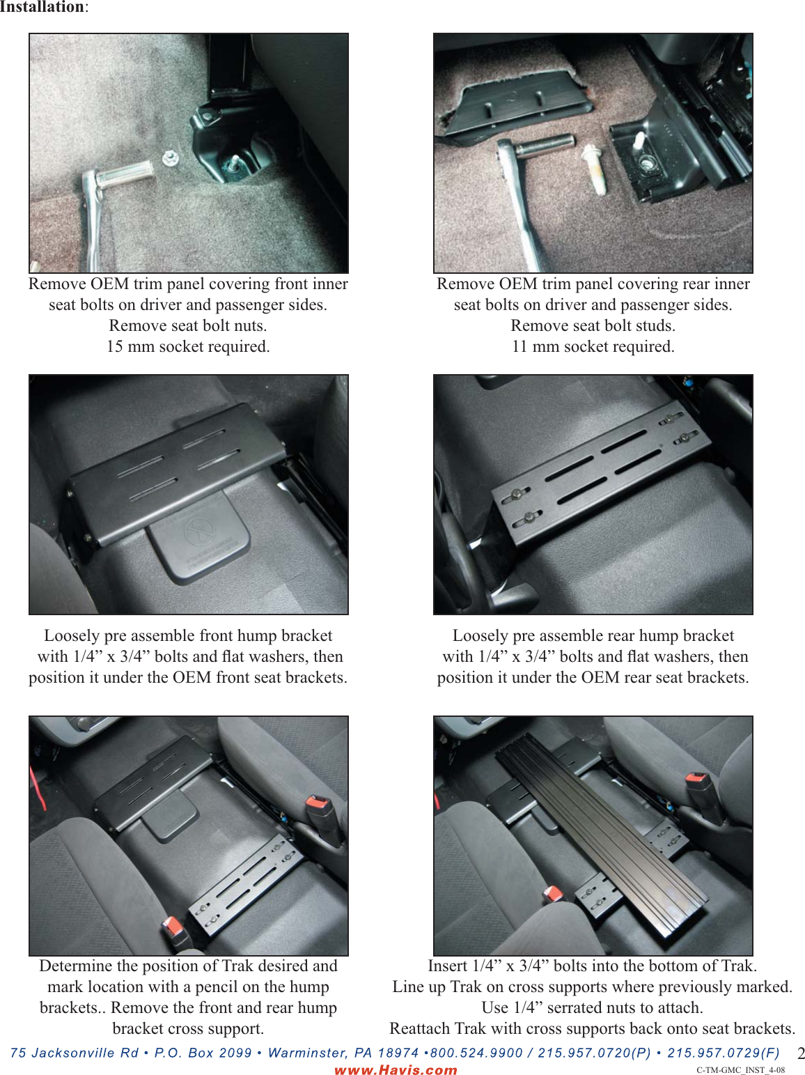 Havis Shields Heavy Duty Trak Mount C Tm Gmc Users Manual GMC_INST_4 08