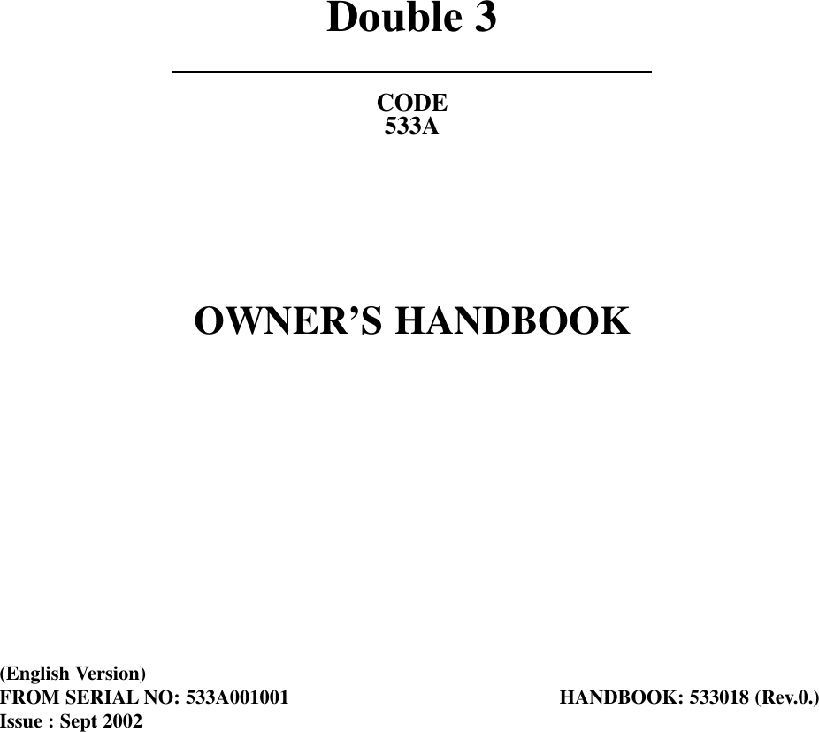 Hayter Mowers Double 3 533A Users Manual