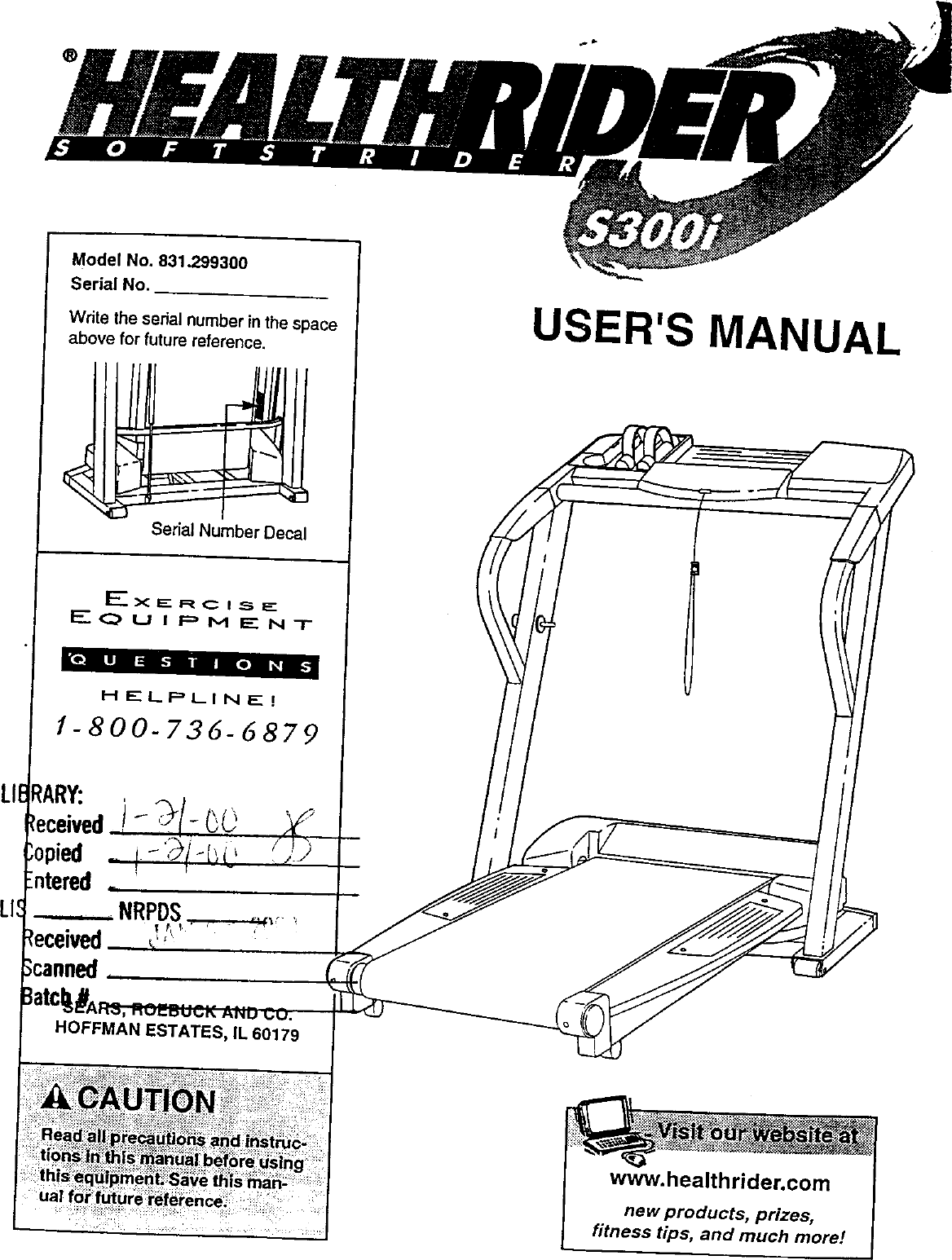 Healthrider 831299300 User Manual S300I Manuals And Guides L0020035