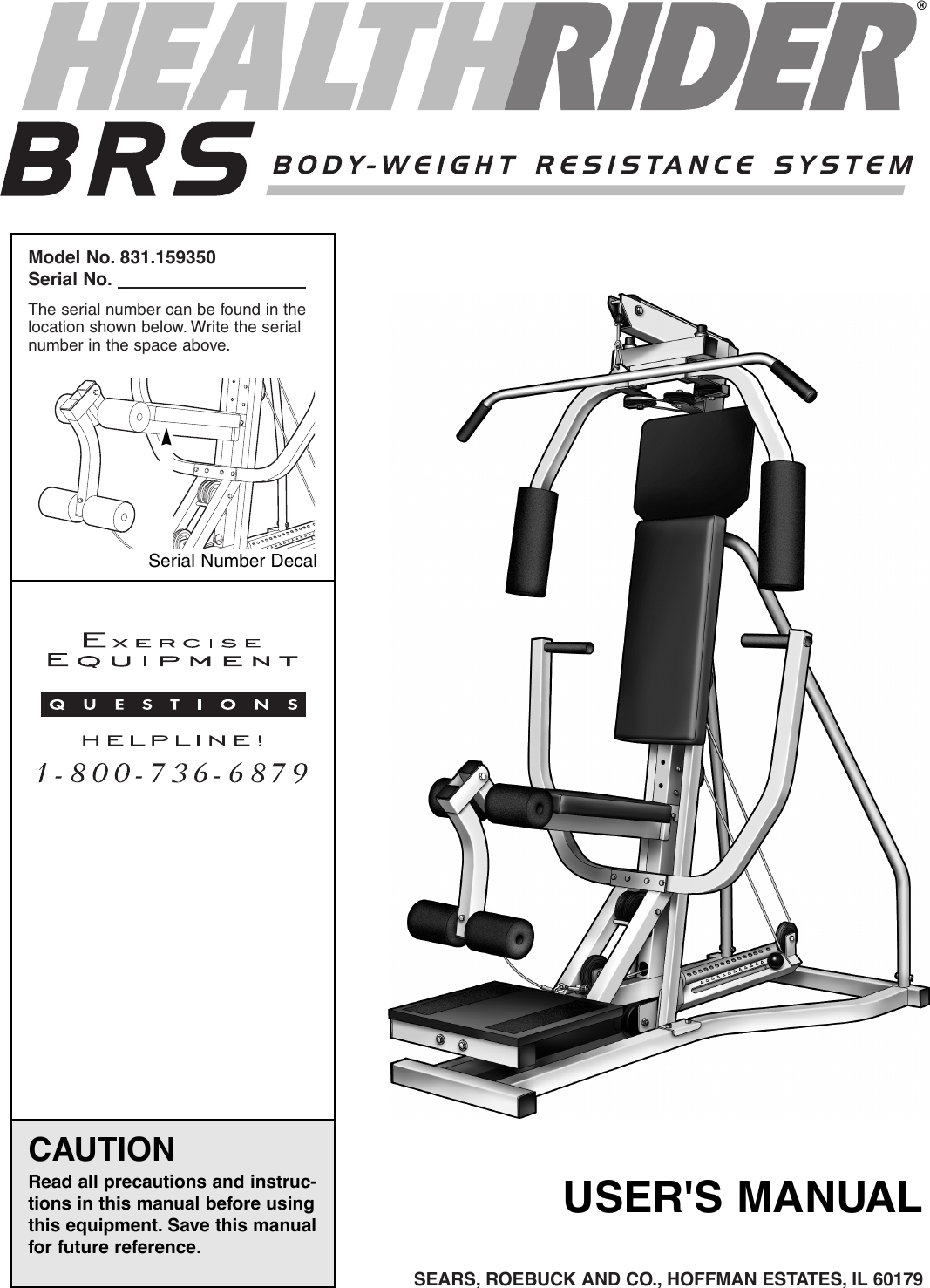 Healthrider 159350 Owners Manual *159350 144369 (OM)
