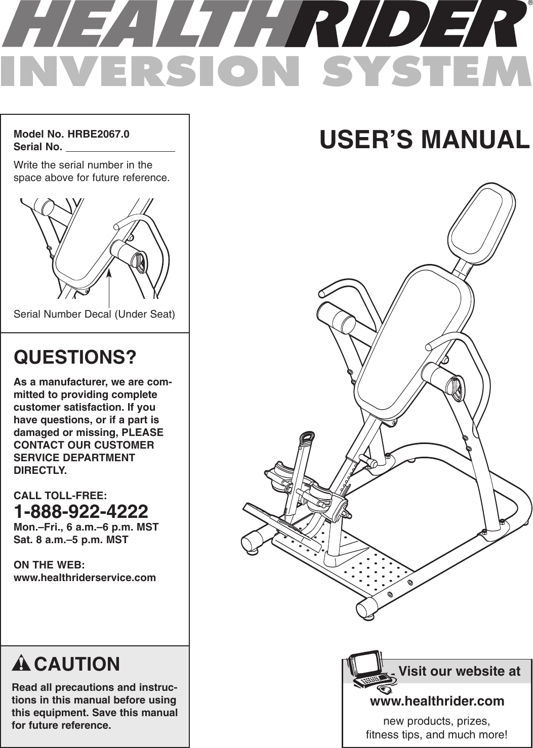 Healthrider Hrbe20670 Owners Manual