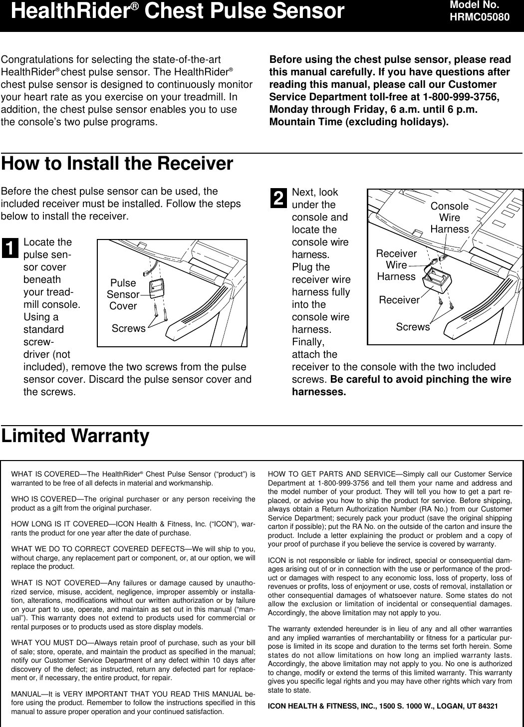 Healthrider Hrmc05080 Quick Start Guide