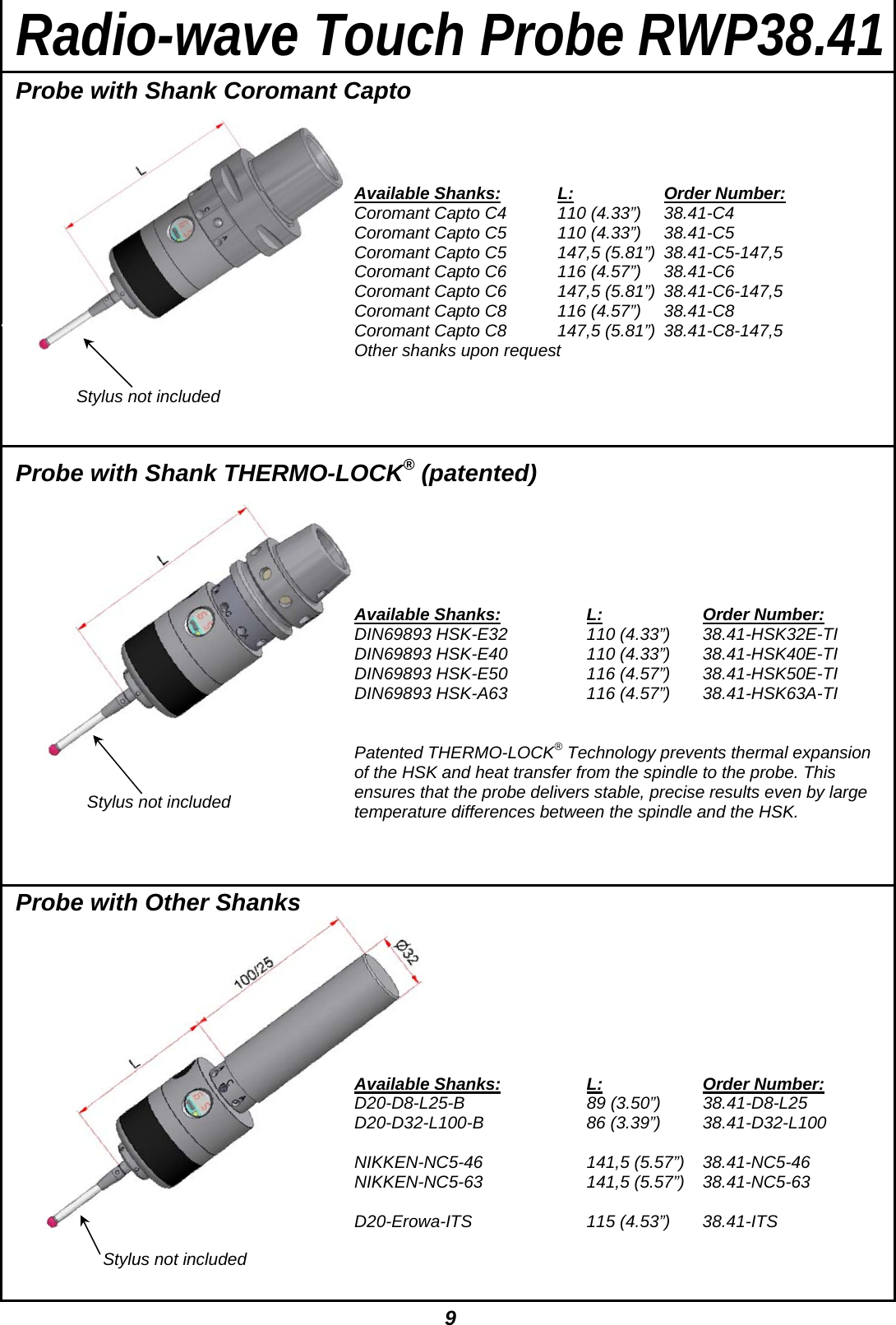 Hexagon Metrology RWP3841 Radio-wave Touch Probe User Manual BA RWP3841 ...