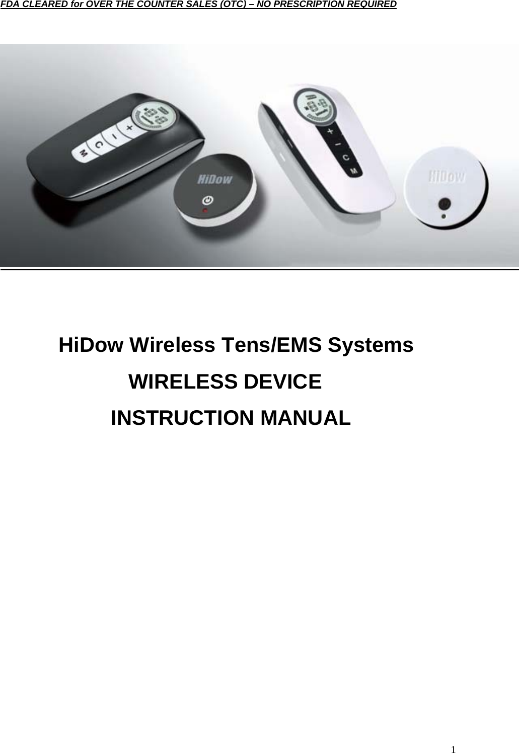 Hi Dow Electron Technology HD-5N-RX HiDow Wireless Tens/EMS System User ...