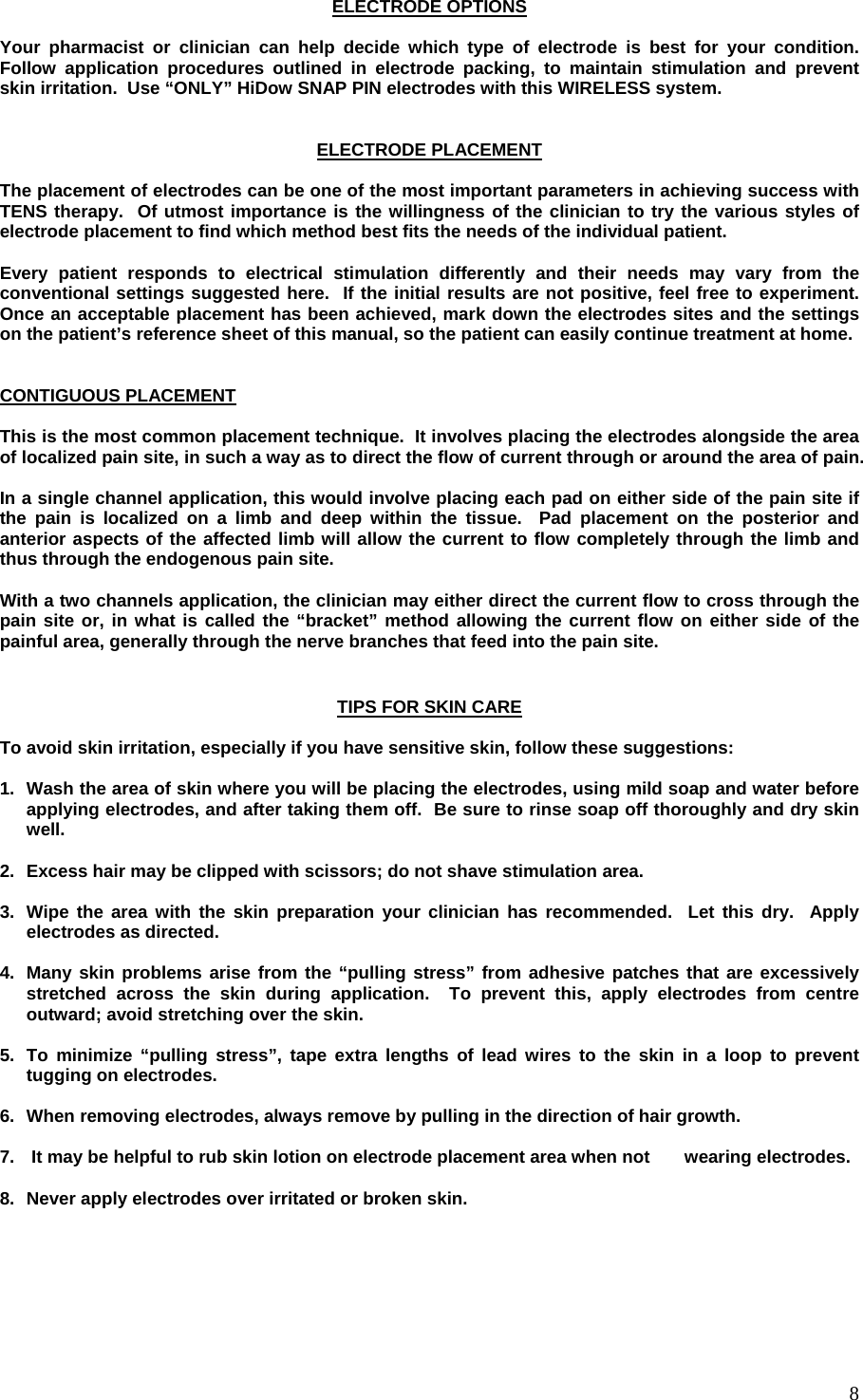 Hi Dow Electron Technology HD-5N-RX HiDow Wireless Tens/EMS System User ...