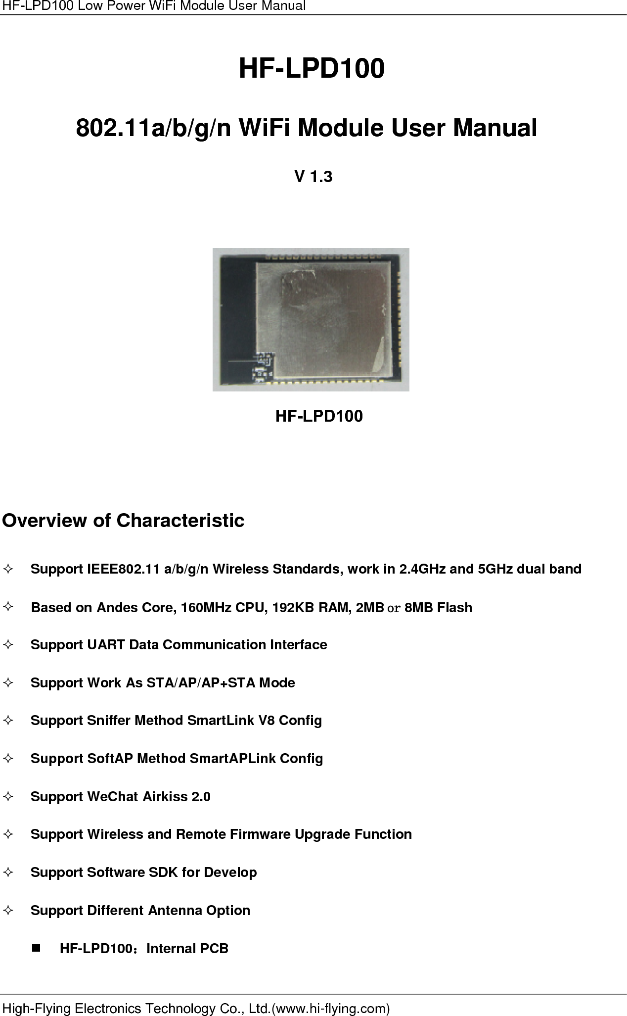 High Flying Electronics Technology HF-LPD100 Wi-Fi Module Discussion ...