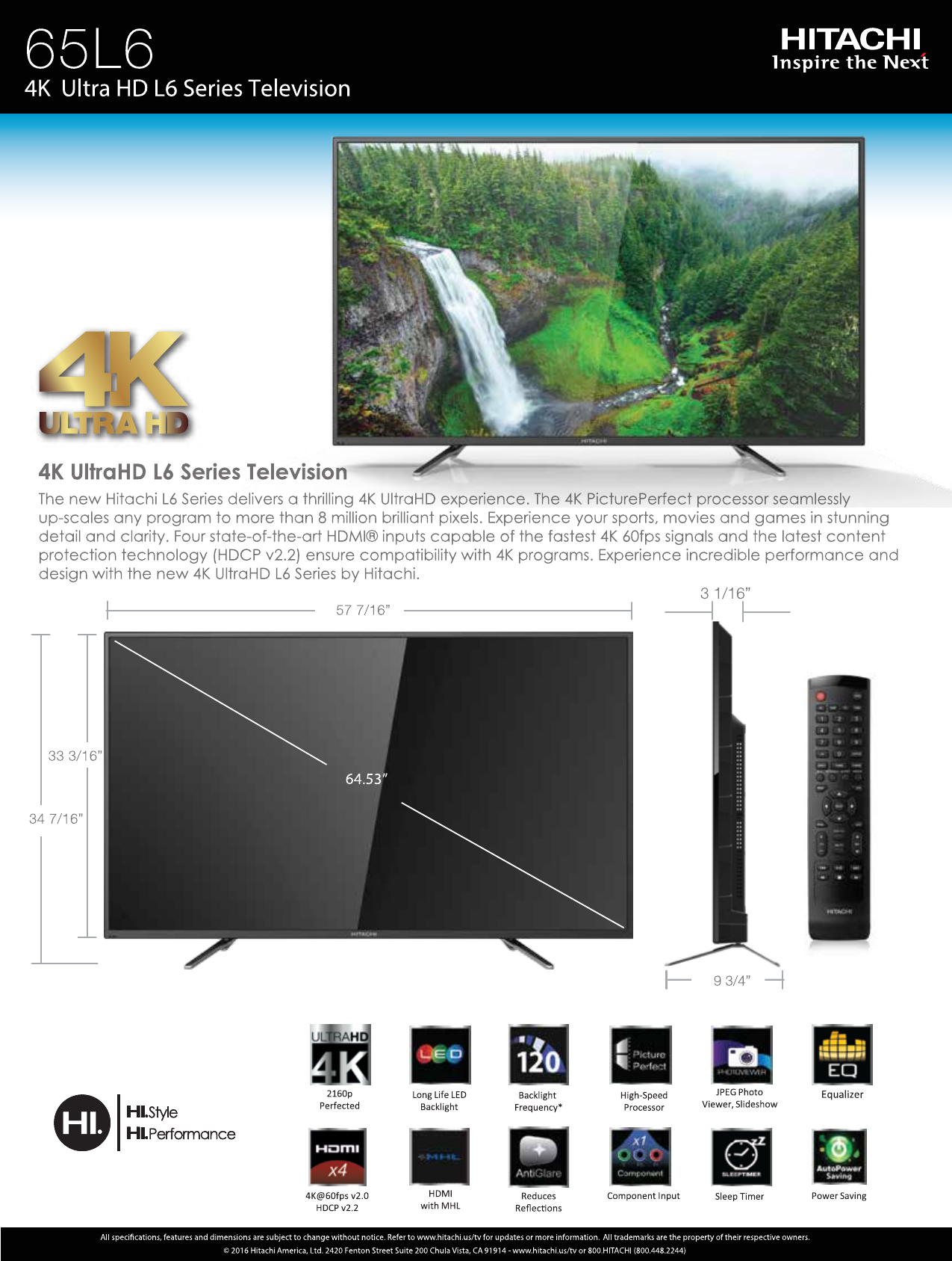 Hitachi 65L6_Hitachi_ss 65L6 Specification