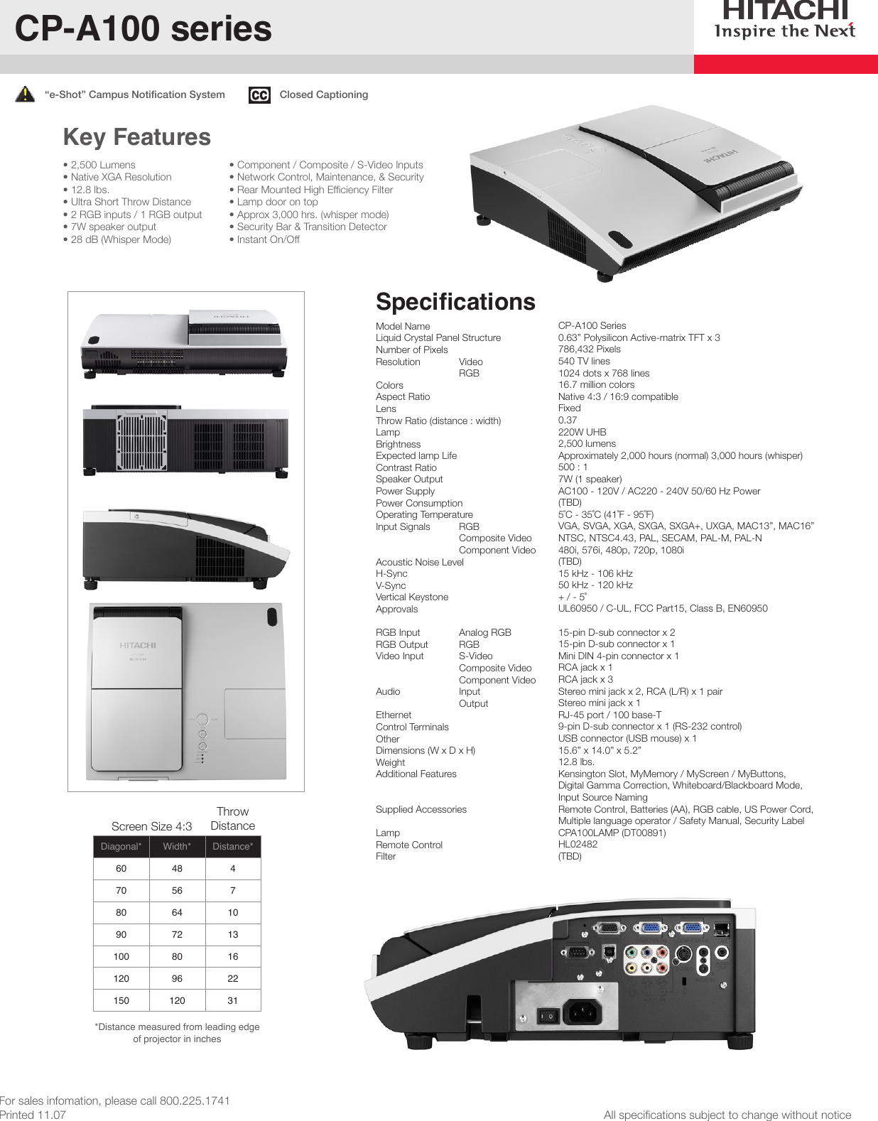 Hitachi Cp A100 Users Manual