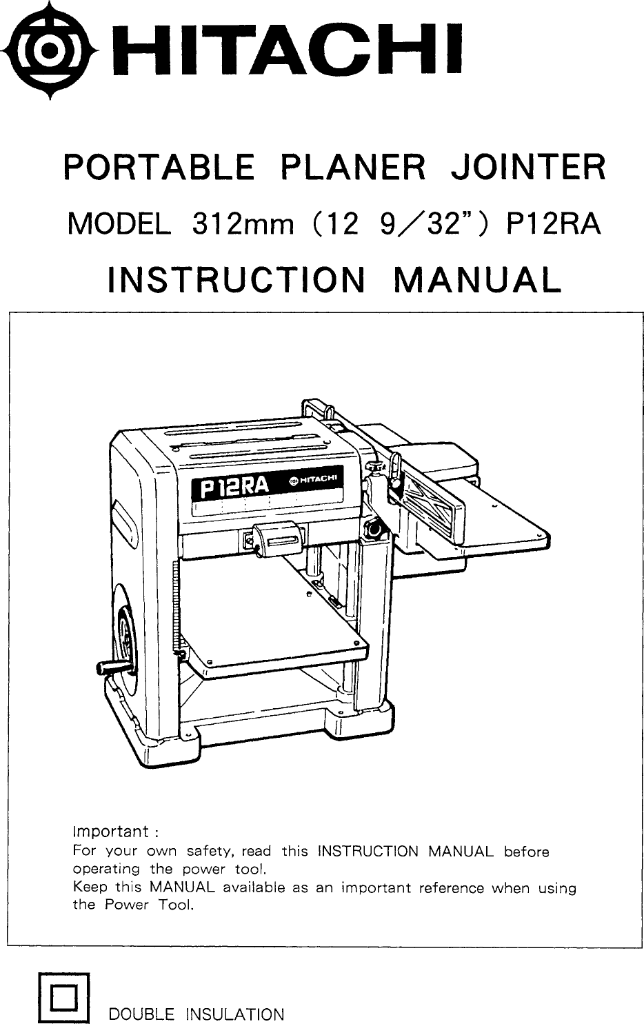 Hitachi Planer P12Ra Users Manual