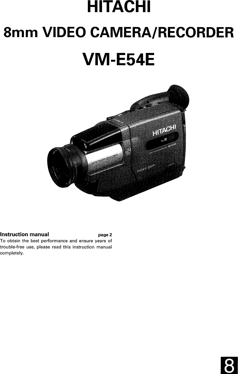 Hitachi Vm E54E Operating Instructions