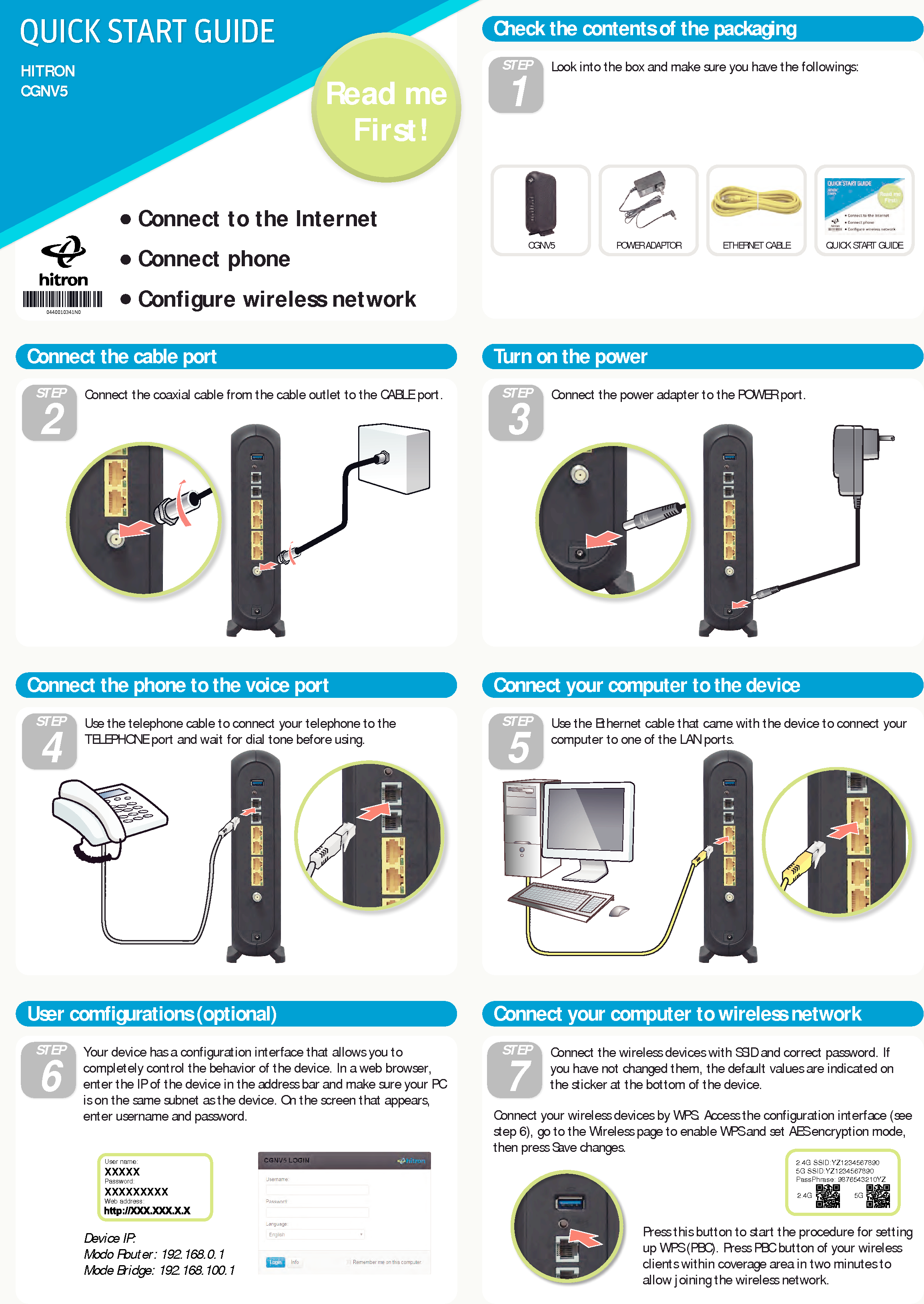 Hitron TECHNOLOGIES CGNV5 24X8 P6 DBCC WiFi eMTA User Manual