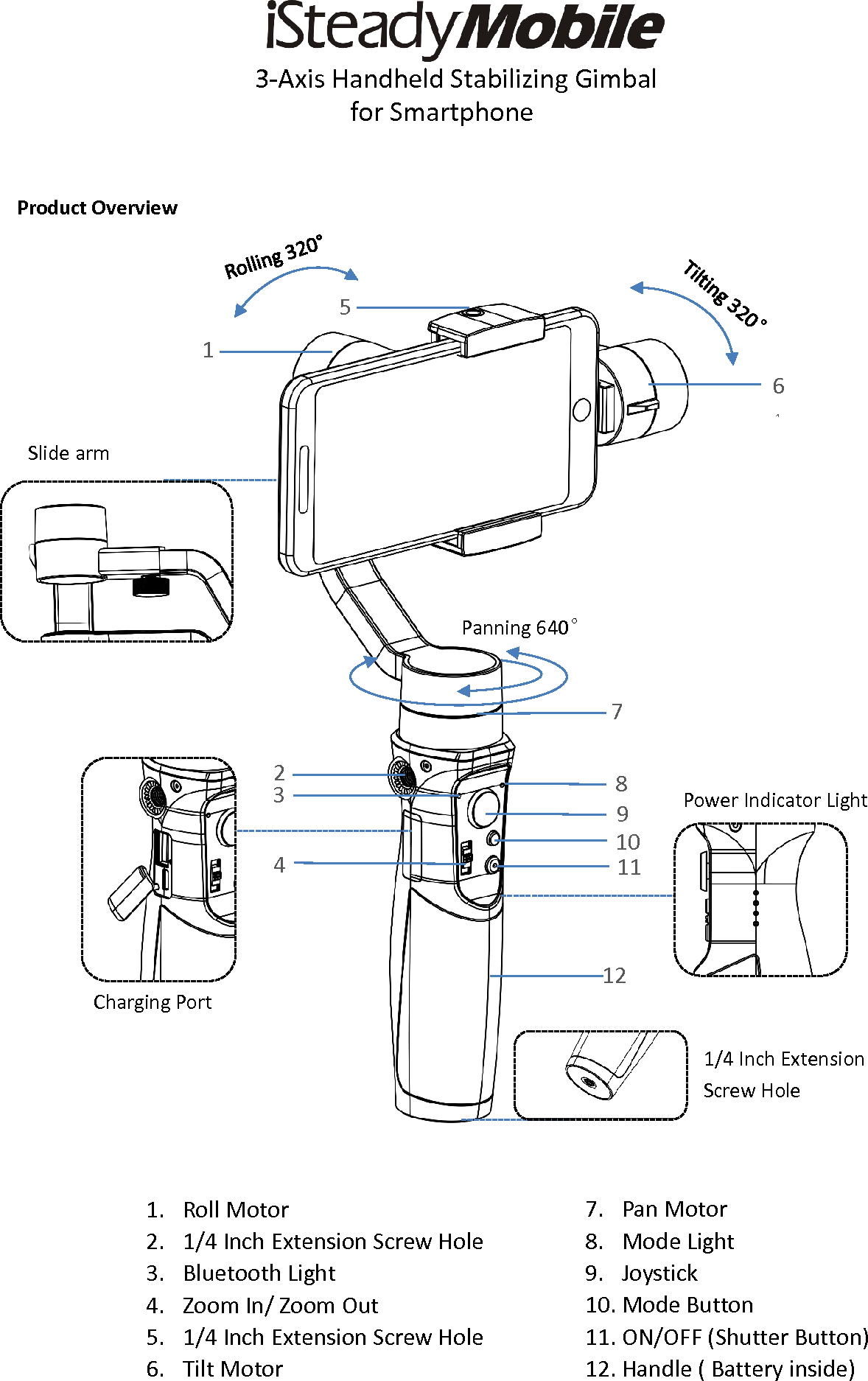 Hohem Technology HGS 3-Axis Stabilizing Gimbal for Smartphone User Manual