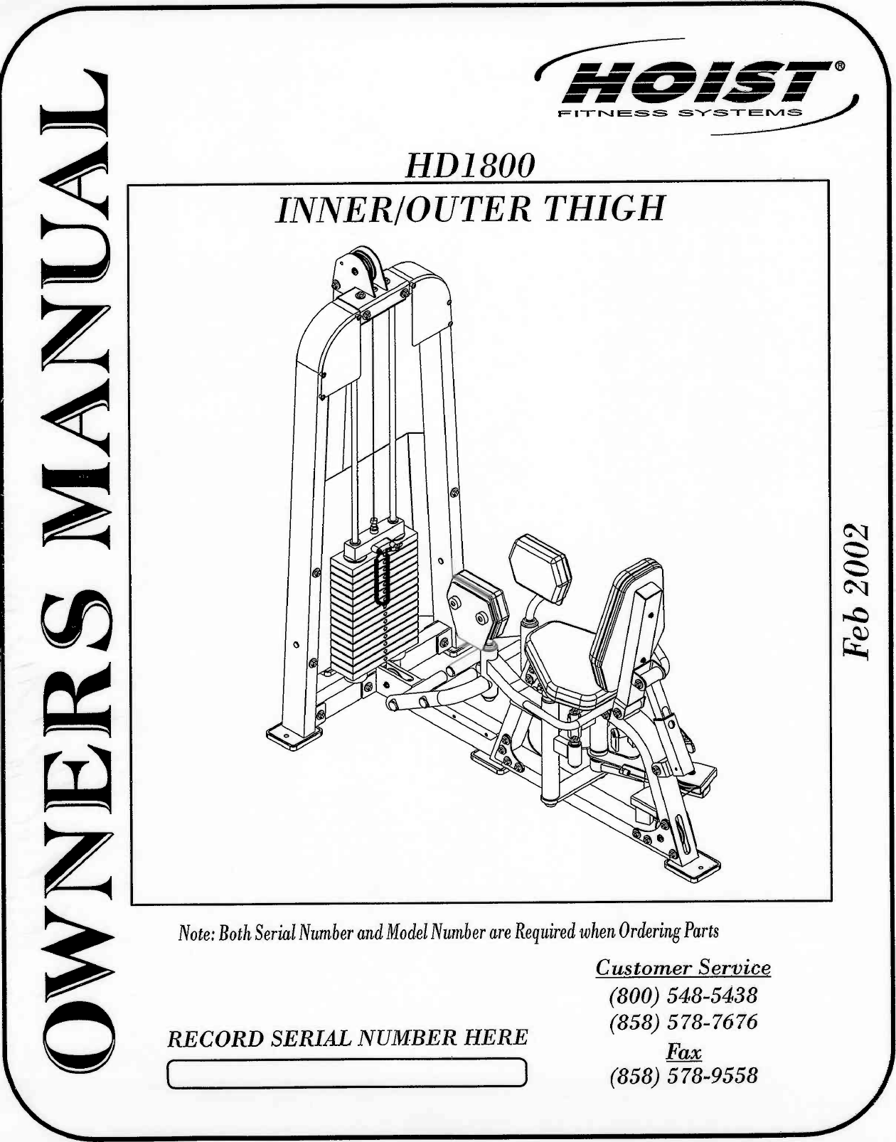 Hoist Fitness Hd1800 Users Manual