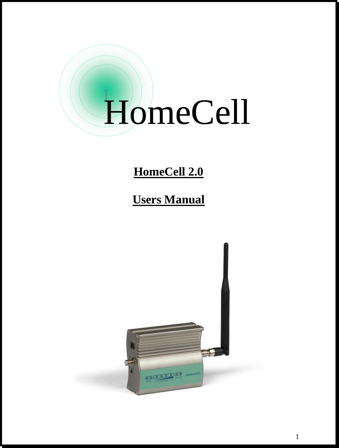 HomeCell HOMECELL20 Celluar Amplifier User Manual HomeCell 2