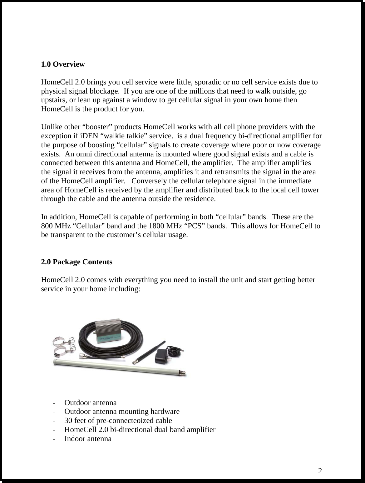 HomeCell HOMECELL20 Celluar Amplifier User Manual HomeCell 2