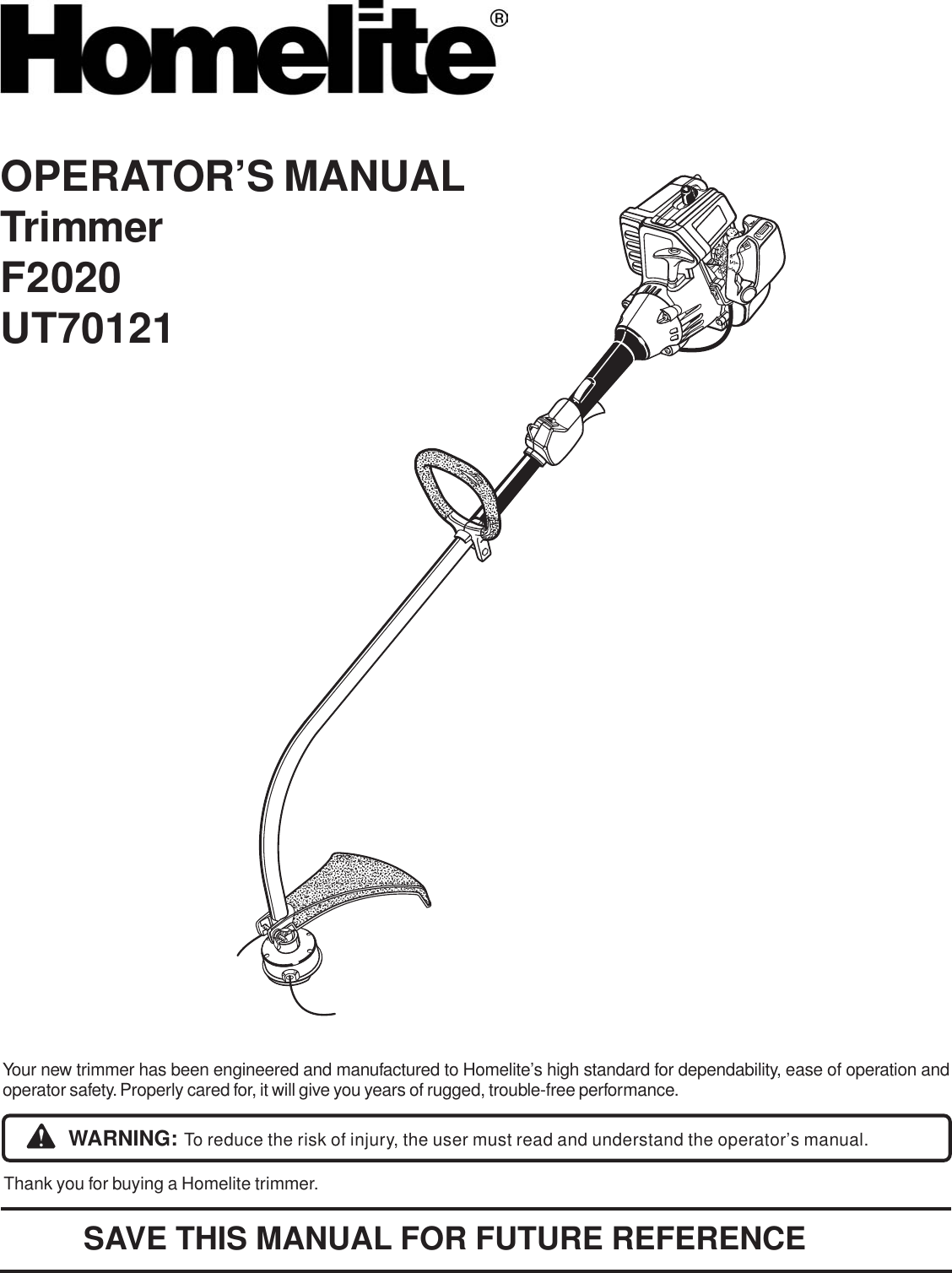Homelite F2020 Users Manual Ut70121_204_UKE.p65