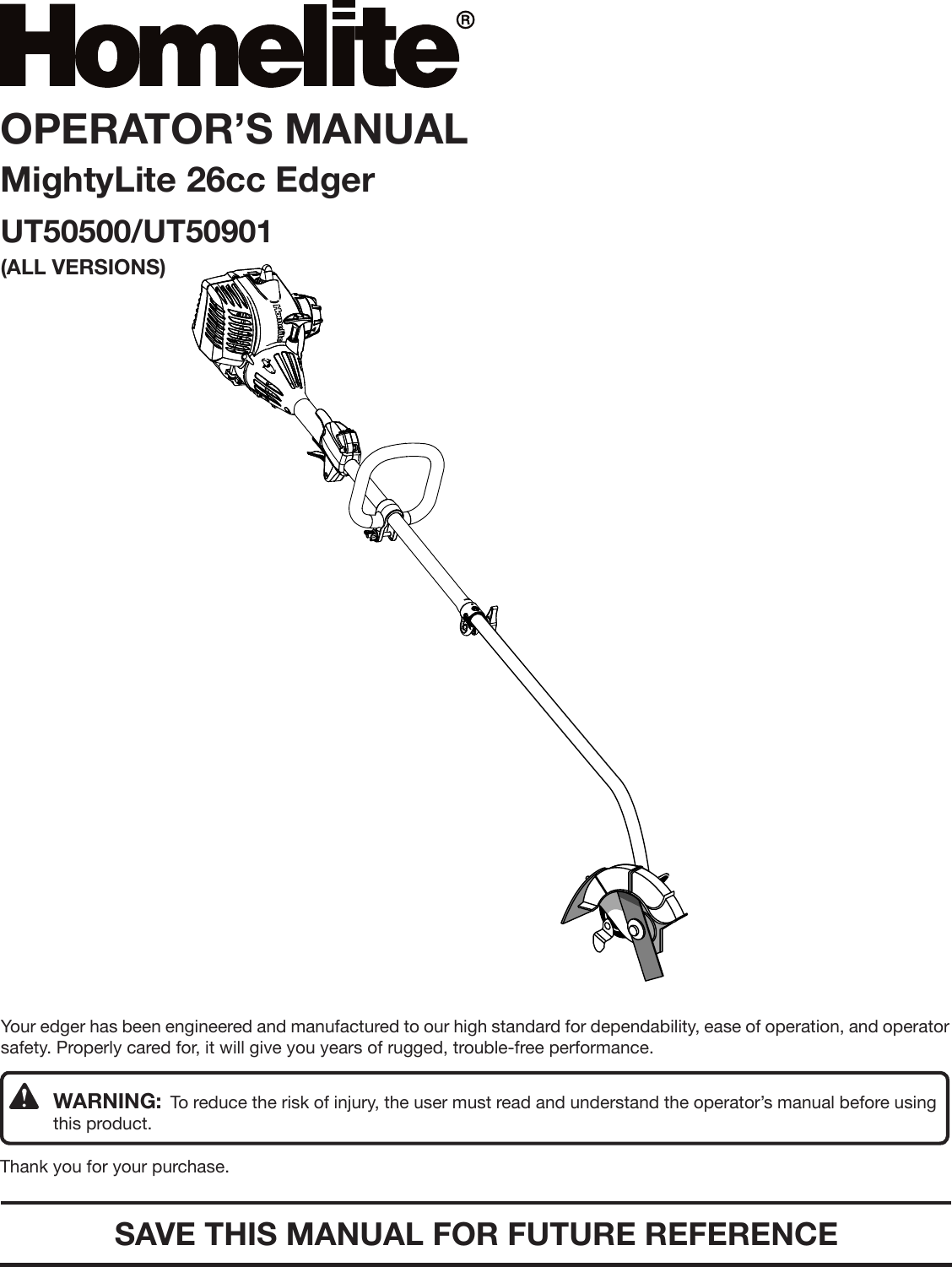 Homelite Mightylite Ut50500 Users Manual