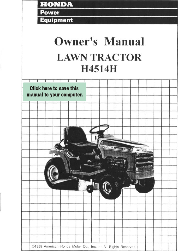 Honda H4514H 1000001 9999999 Owners Manual