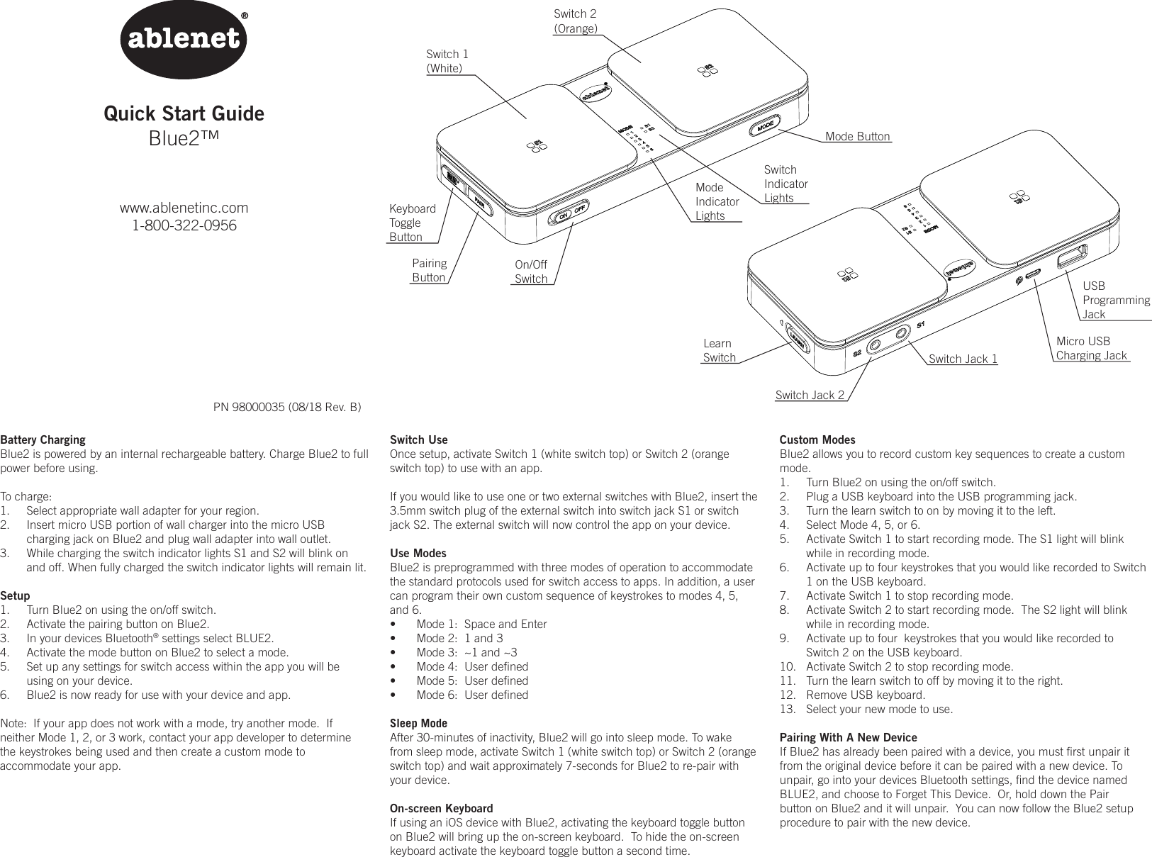 Honeycomb Technologies HBT40A18AN BLUE2 BLUETOOTH SWITCH User Manual