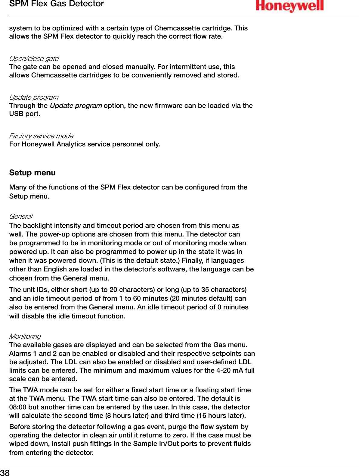 Honeywell Analytics SPMFLEX RFID Chemcassette Recognition User Manual ...