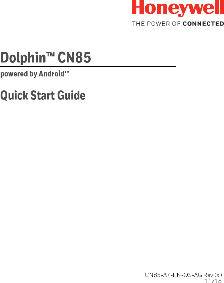 Honeywell CN85L0N Mobile computer User Manual Dolphin CN85 Quick Start ...