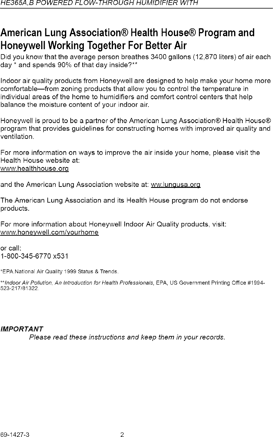 Honeywell Enviracaire Elite He365A Owners Manual ManualsLib Makes It ...