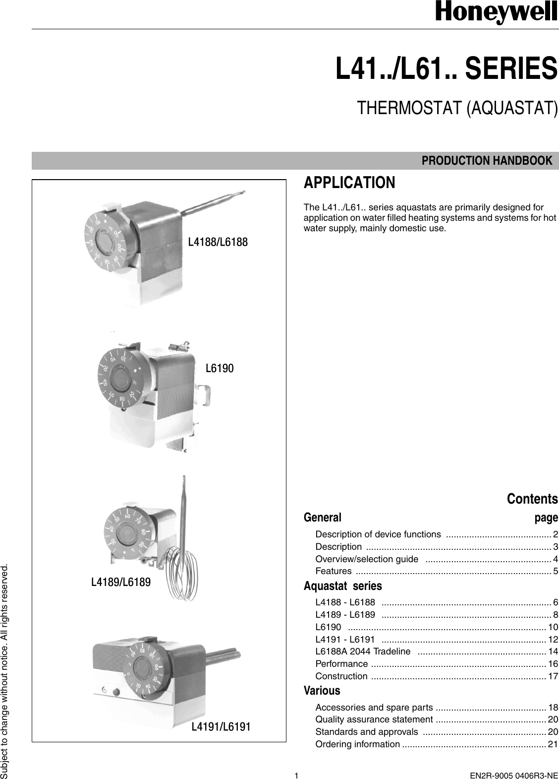 Honeywell Thermostat 1En2R 9005 0406R3 Ne Users Manual EN2R