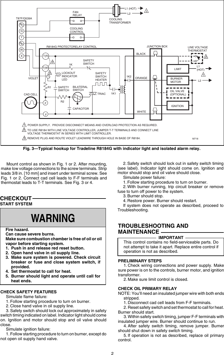 Honeywell R8184G Specifications 69 0617 Protectorelay Oil Primary